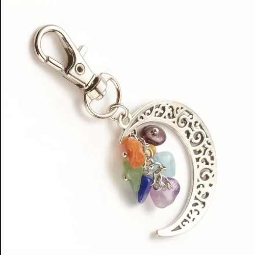 Moon Star Natural Stone Pendant Versatile Seven-Color Stone Moon Charm ...