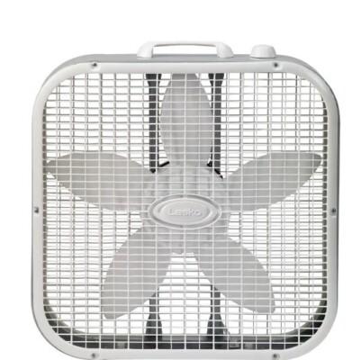 Lasko 20 in. 3 Speeds Box Fan in White with Save-Smart Technology for ...