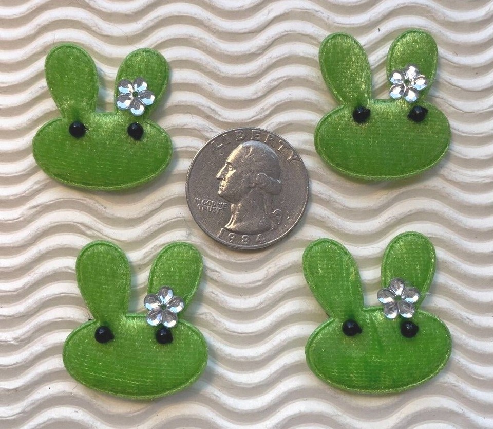 40pc x (1 1/8") Padded Velvet/Felt Easter Bunny/Rabbit Applique with ...