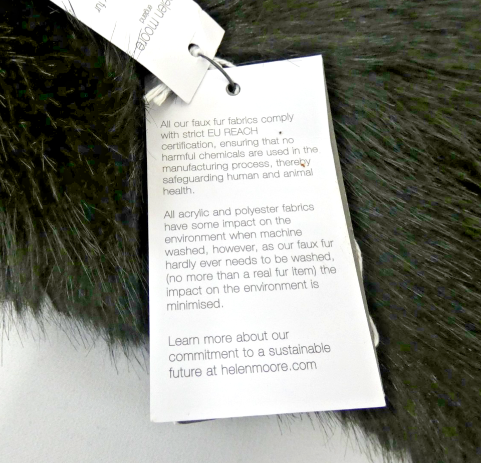 Helen Moore Black Faux Fur Keyhole Scarf With Grey Pompom Trim- Brand ...