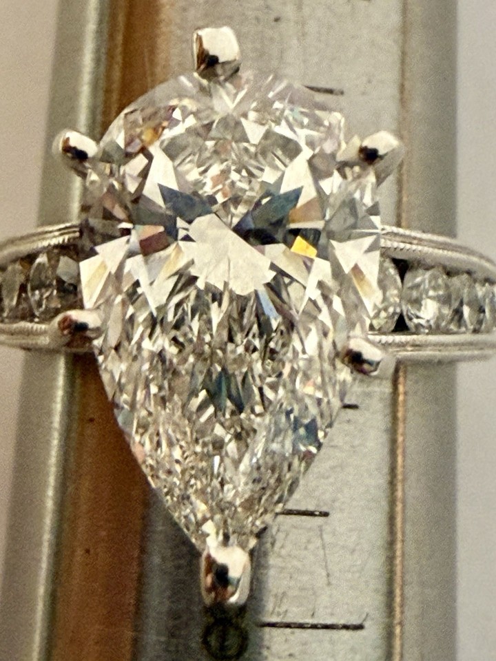 14k White Gold Diamond Ring Pear G VVS2 CVD Engagement Lab-created, IGI ...