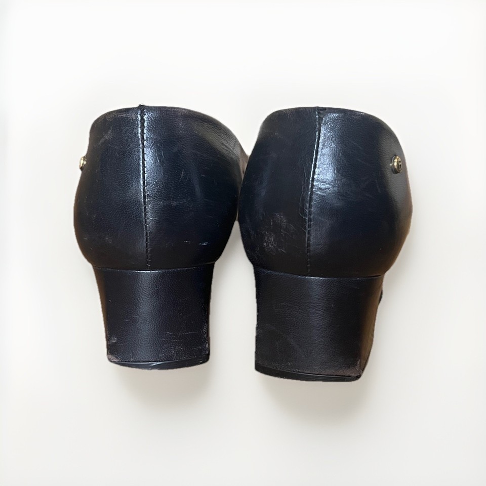Vtg Etienne Aigner Taylor Classic Pumps Block Heels Black Leather Spain ...
