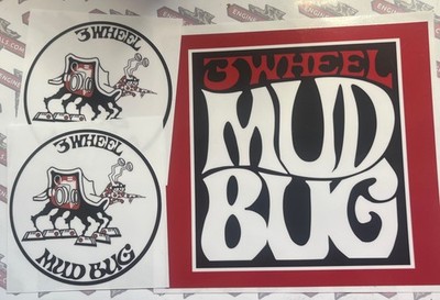 Mud Bug 3 Wheel Vintage mini bike decal red, Black three wheeler set 3 ...