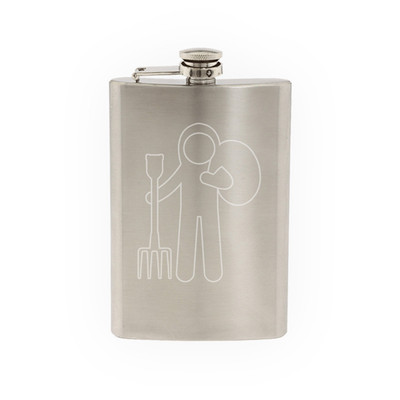 Medieval Stickman #9 - Farmer with Pitchfork Bushel-8 oz etched flask ...