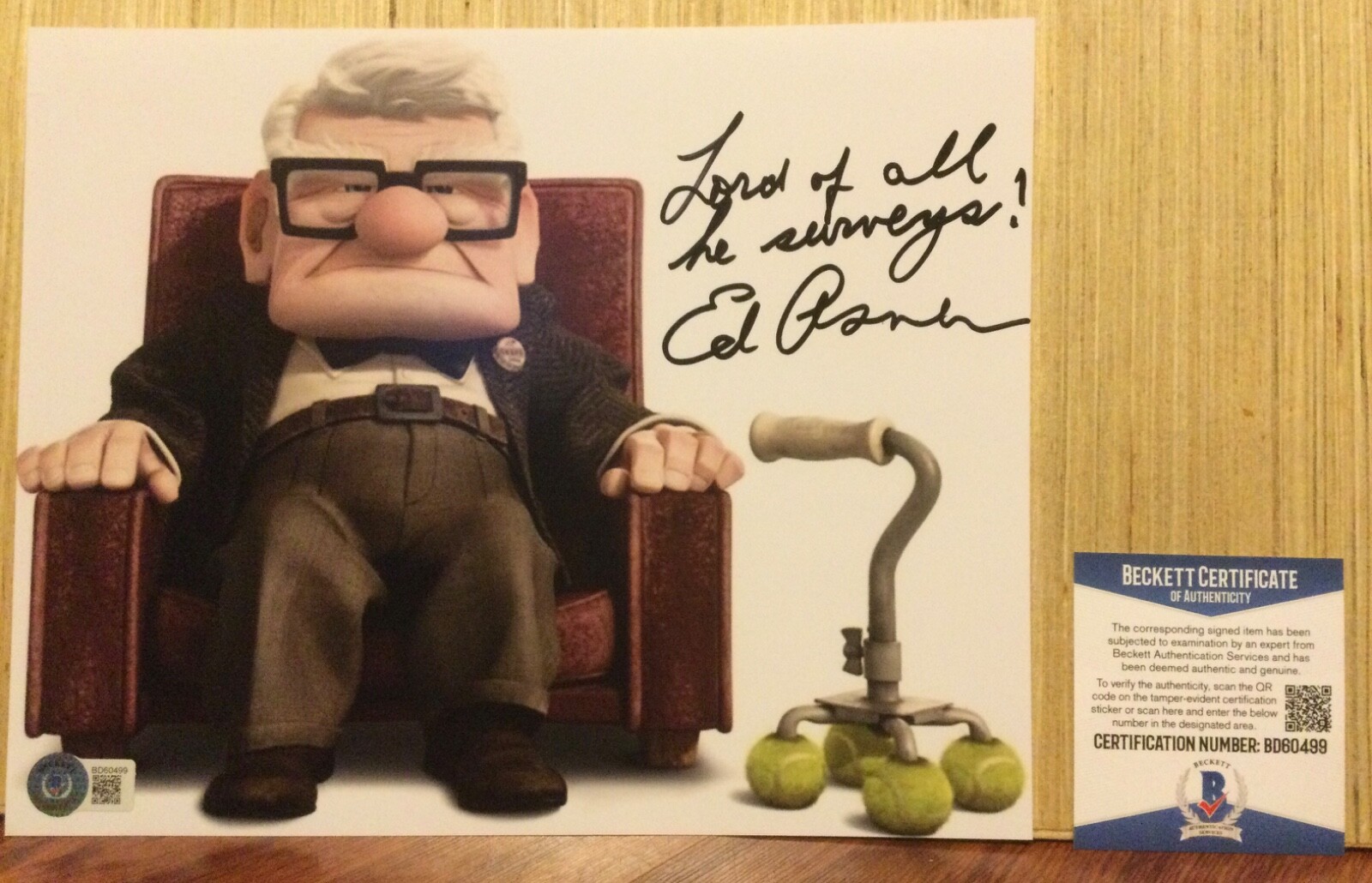 ED ASNER SIGNED UP CARL 8x10 PHOTO WITH LORD INSCRIPTION MTM LOU ...