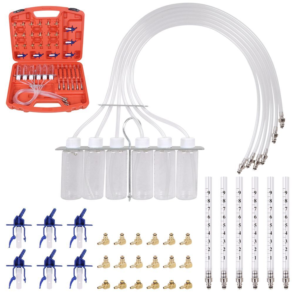 6-Cylinder Diesel Injector Flow Meter Adaptor Kit Common Rail Leak Off ...