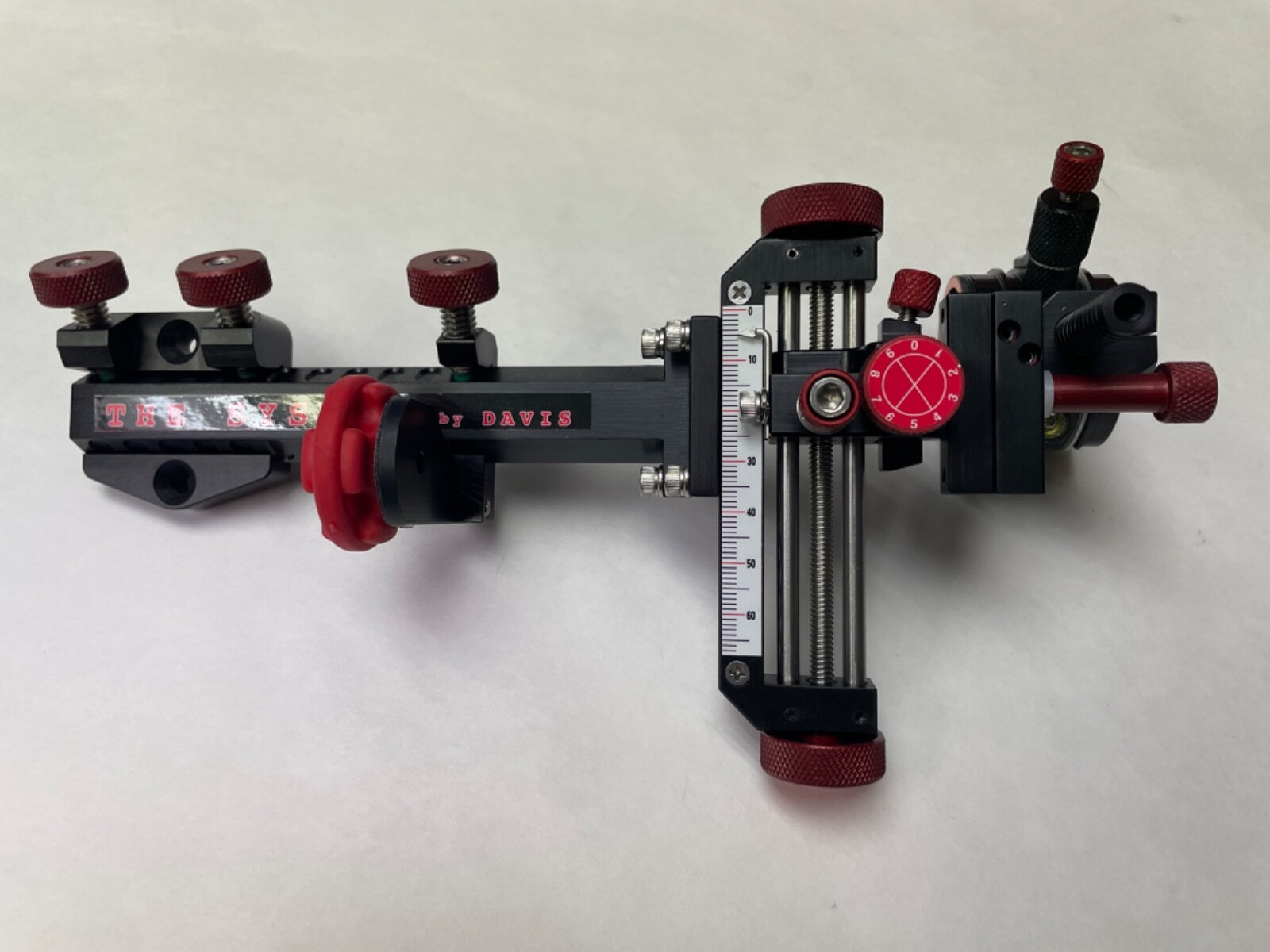 4" DAVIS TARGET SIGHT- Double knob-5.75 -black/red knobs-scope .010 ...