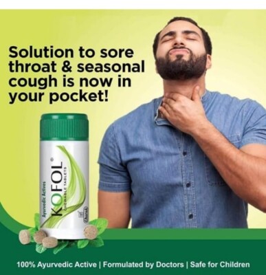 Charak Pharma Kofol Chewable Tablet for Cough, Sore Throat Cough & Bad ...