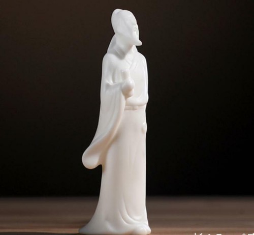 4.1" Chinese White Porcelain Ceramics Eisteddfod Li Po Figurine Statue ...
