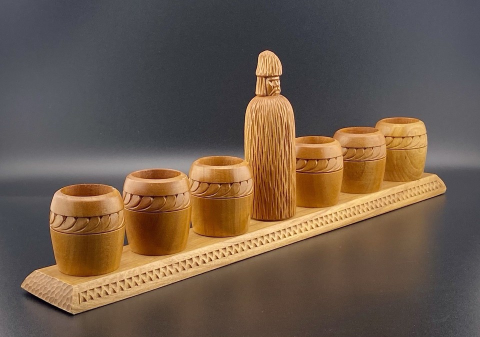 VTG Possibly Antique Hand-Carved Wood Affixed Cup Holder, Signed By ...