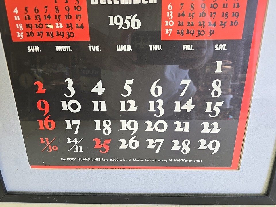 Vintage Framed Original 1957 CRI&P Railroad Rock Island Route Calendar ...