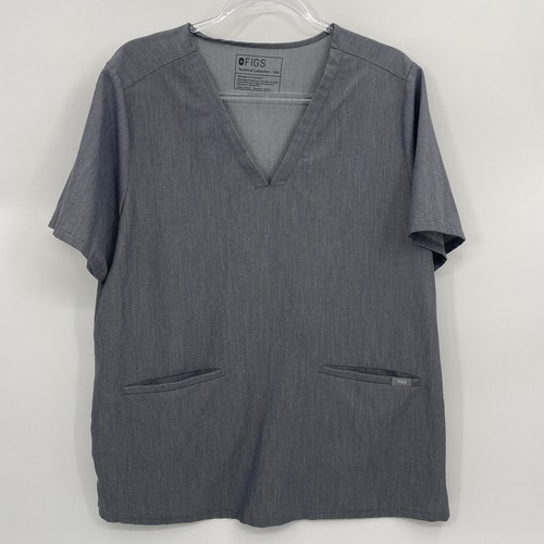 FIGS Womens Casma Three Pocket Scrub Top Size XXL Graphite Short Sleeve ...