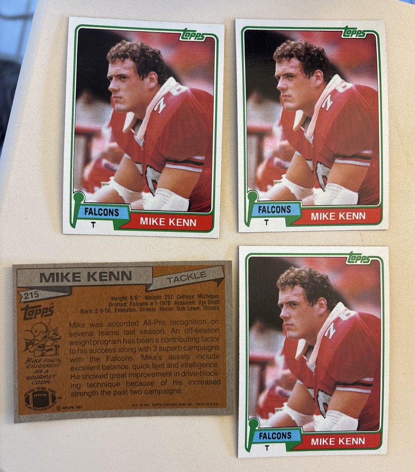 Mike Kenn 1981 Topps #215 Atlanta Falcons Michigan Wolverines Rookie 4 ...