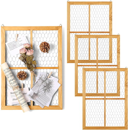 Pack Chicken Wire Wooden Frame Unfinished Wood Window Frame with ...
