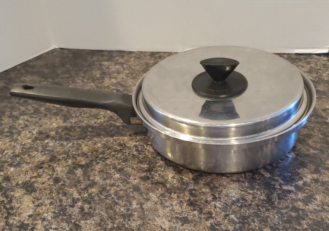 Vintage Prudential Ware 9" Stainless Steel skillet / saute Pan with lid ...