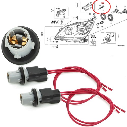 Pair Headlight Headlamp Socket 33304-S5A-003 For Honda Accord CR-V ...