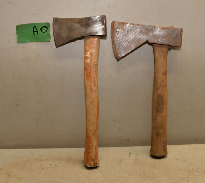 2 early trapper bag axe collectible hatchet vinage hunting tool ax lot ...