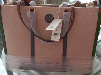 Tory Burch Blake Canvas Jumbo Tote Color: Natural / classic cuoio ...