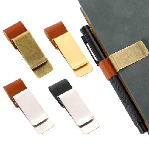 4 Pcs Leather Retro Pen Clips Metal Pen Loop Holder for Journal ...