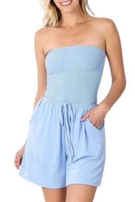 Sassy Sky Blue Romper with Pockets | eBay
