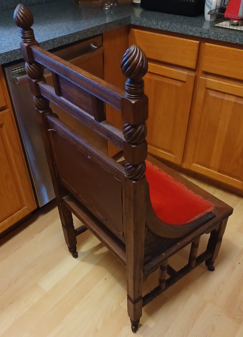Antique Eastlake Victorian Church Altar Pulpit Chair Red Velvet Oak ...