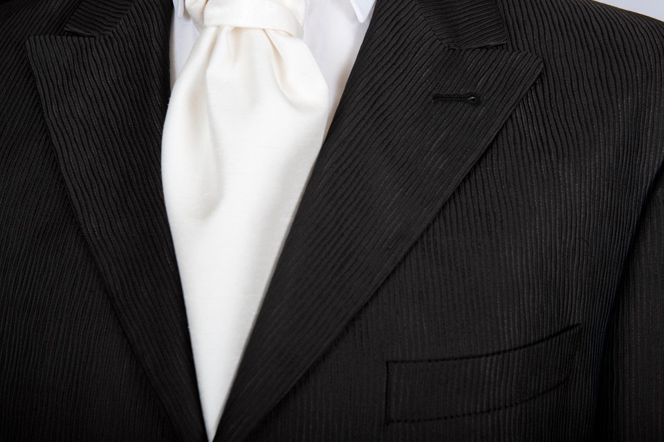 BLACK PRINCE EDWARD JACKET 3/4 LENGTH WEDDING FORMAL STRIPED STRIPE EX ...