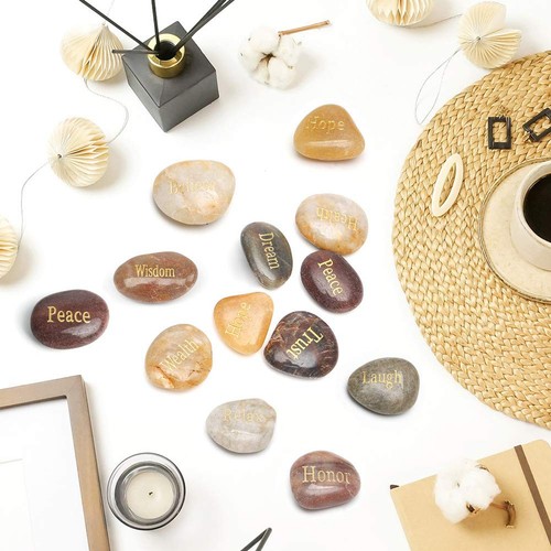 Engraved Inspirational Stones, 25 Different Words Encouragement Stones ...
