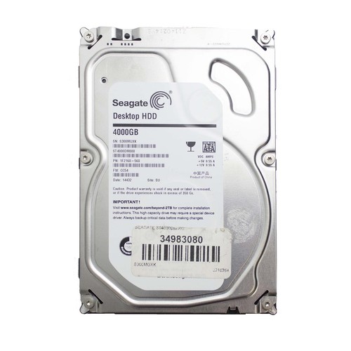 Seagate 4TB Hdd Hard Disk 3.5" Sata For Dvr Videocameras Pc Nas Dvr ...