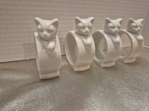 Vintage Porcelain Cat Napkin Rings by Crowning Touch Set Of 4 | eBay