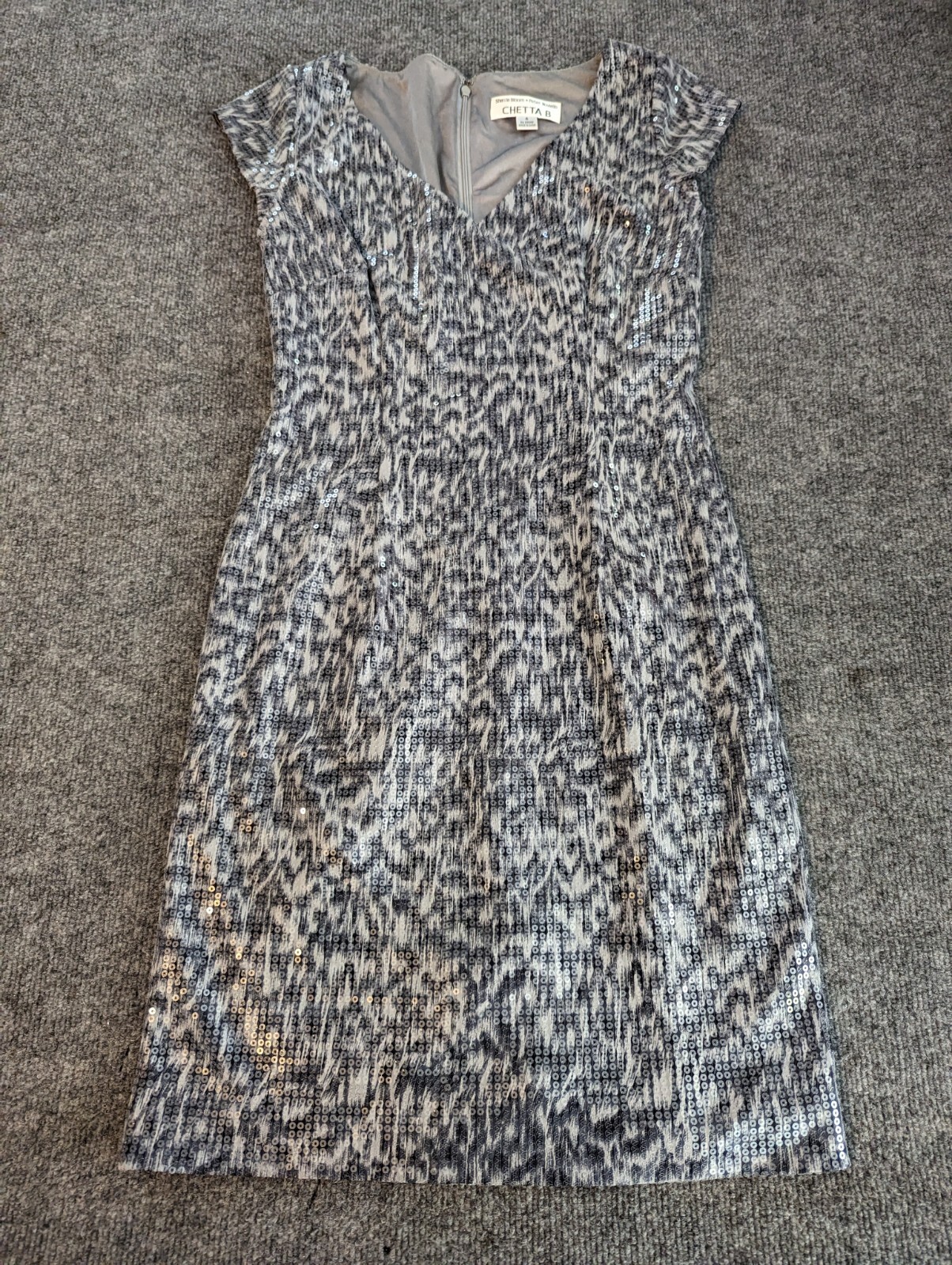 Chetta B Dress Womens 4 Gray Designer Fitted Peter Novielb Sherrie ...