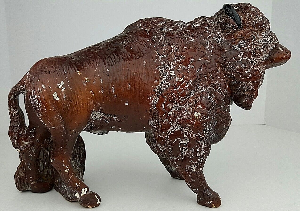 Vtg Mid Century Modern Jaru Dante Chalkware Bison Figurine Statue ...