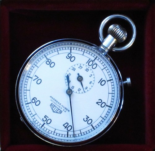 HEUER - ANDREAS HUBER CIRCA 1955 STOPWATCH 100TH MINUTE, 30 Minute 7 ...
