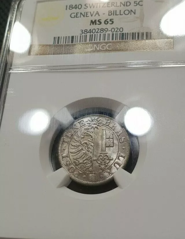 NGC Switzerland MS 65 Geneva 1840 5 Centimes Coin Unc Silver Full ...