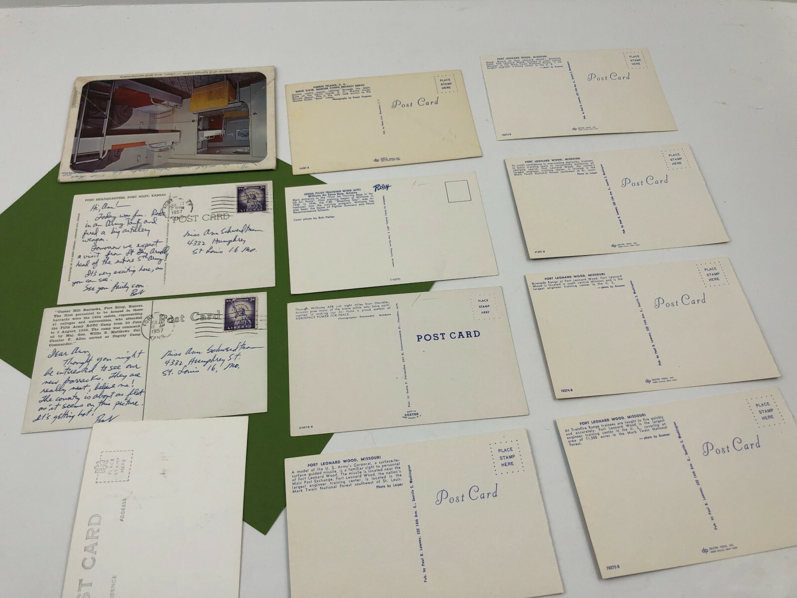 Vintage Military Postcards Fort Riley William Air Force Ft Leonard Wood ...