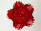 Viking Ruby Red Glass Vase with Applied Clear Band Ruffled Rim Amberina ...