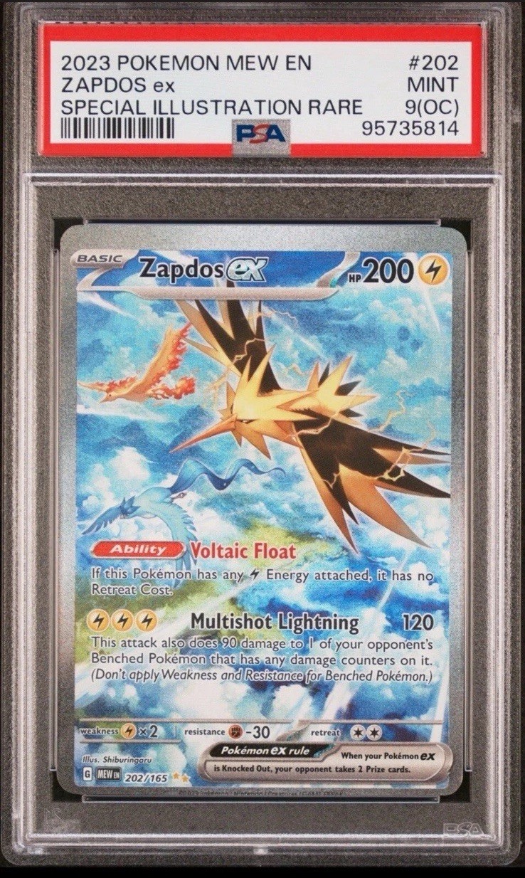 Zapdos ex 202/165 Sv: Scarlet & Violet 151 Holo PSA 9 (OC) MISCUT ERROR ...