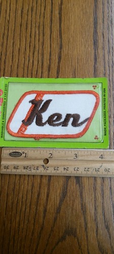 Ken Red White Orange Brown Vintage Name Patch (Cursive Letters) NOS | eBay