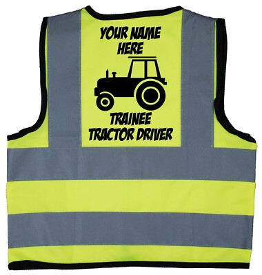 Personalised Trainee Tractor Driver Children Kids Baby Hi Vis Jacket ...