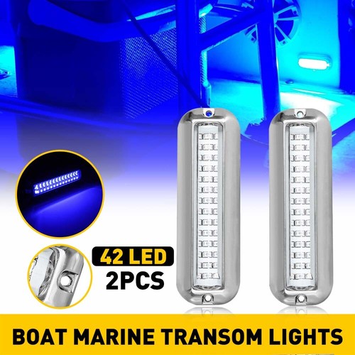 Blue 2X Underwater BOAT MARINE Transom LIGHTS 316 42LED Stainless Steel Pontoon | eBay