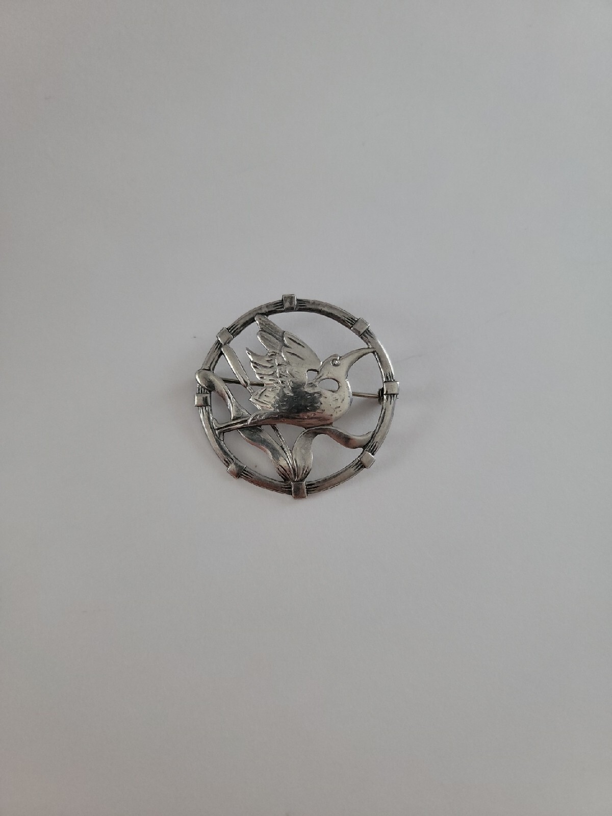 Vintage 925 Maison Birks Stork Bird in Water Foxtail Bamboo Framed ...