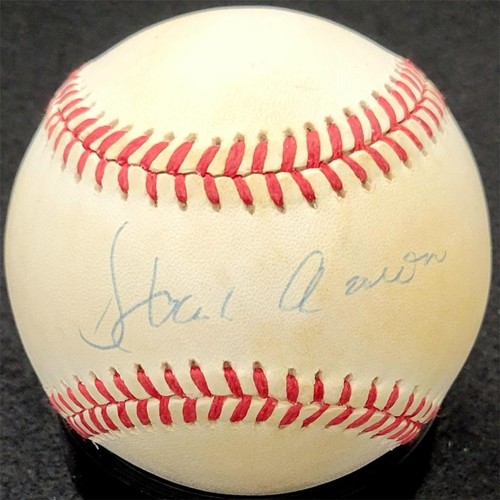 Hank Aaron signed Official National League ONL Baseball autograph ...