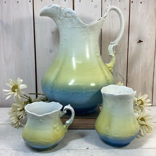 Antique Colonial Pottery Pitcher, Creamer and Vase | eBay