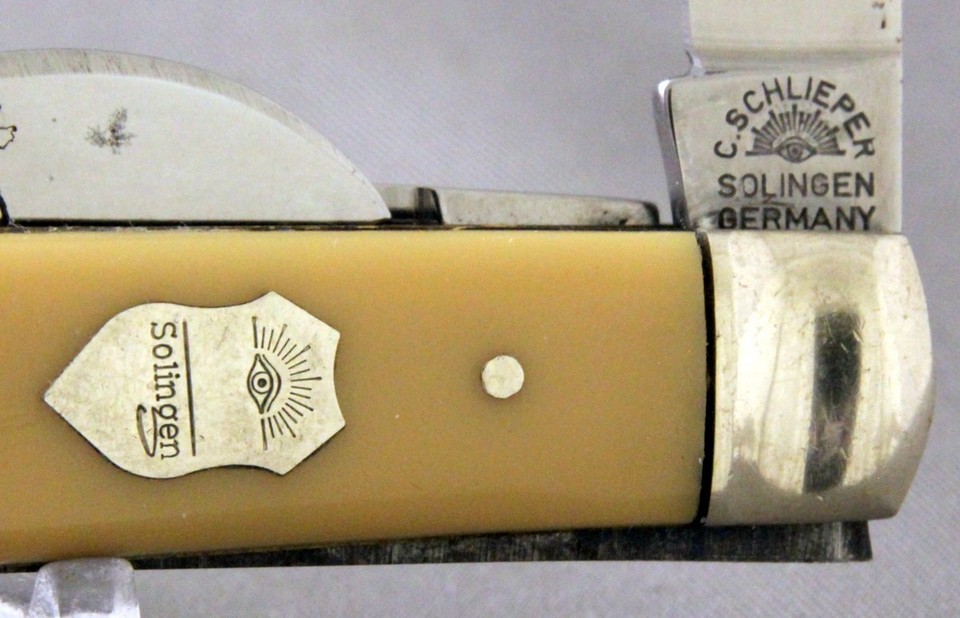 GERMAN EYE BRAND CONGRESS KNIFE by Carl Schlieper, Yellow Handles, 1981 ...