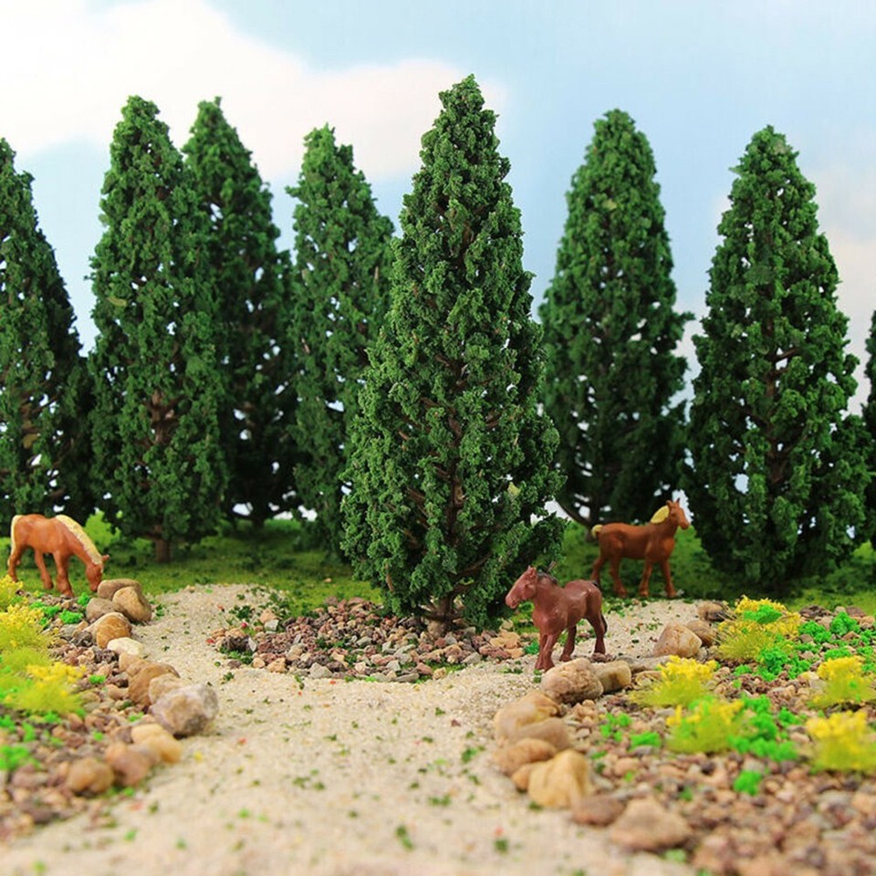 10*Green Model Pine Trees Scale Miniature 15cm For Railway Scenery ...