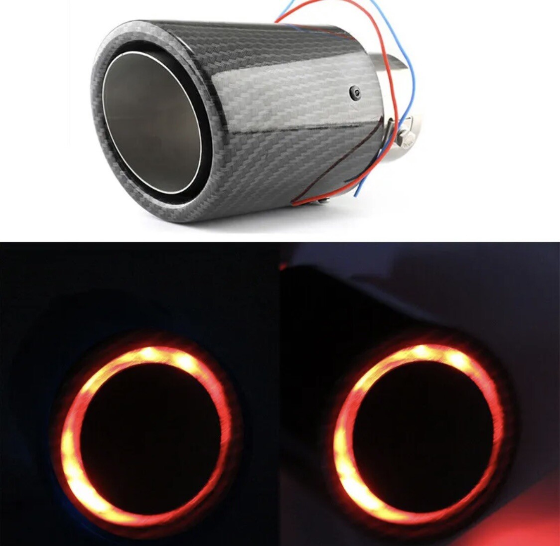Universal Car LED Exhaust Muffler Tip Pipe Red/Blue Light Flaming ...