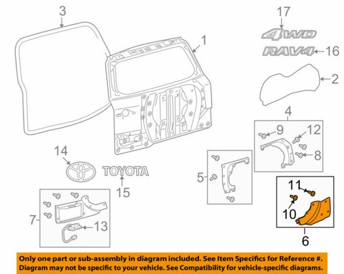 76805-42010-D0 Toyota Garnish sub-assy, back door, outside lower rh ...