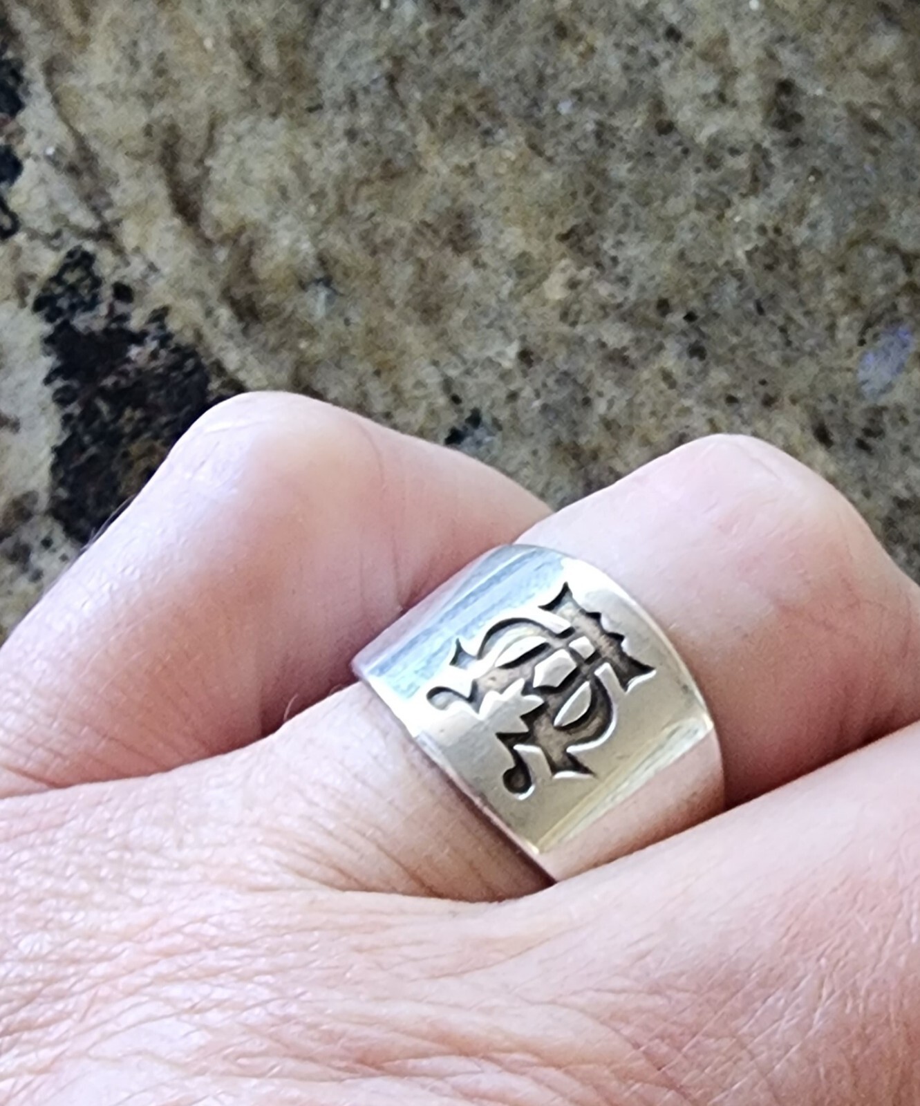 Retired James Avery WIDE Alpha and Omega Band Ring Si… - Gem