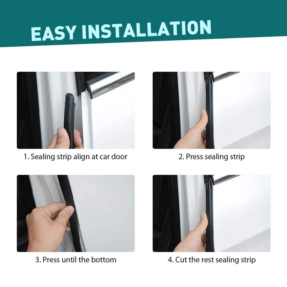 5Meter Rubber Seal Strip Door Edge Pinchweld Trim Steel Insert ...