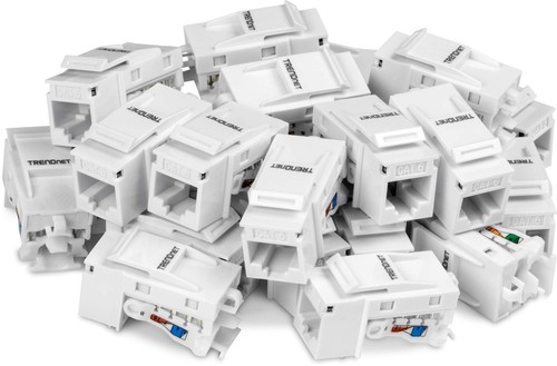 TRENDnet Cat6 Keystone Jack – 25-Pack, 90° Angle Termination, Colour ...