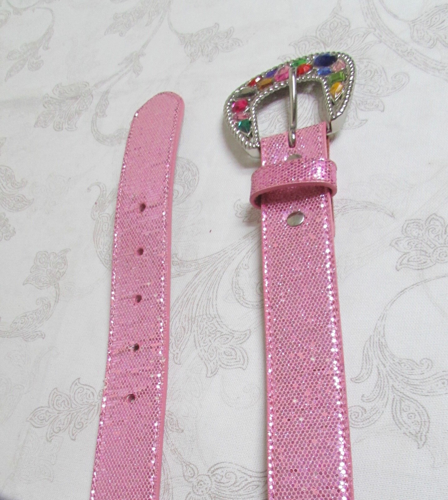 3D 3219 Pink Glitter Belt With Jeweled Buckle Western Kids Girl Size 26 ...